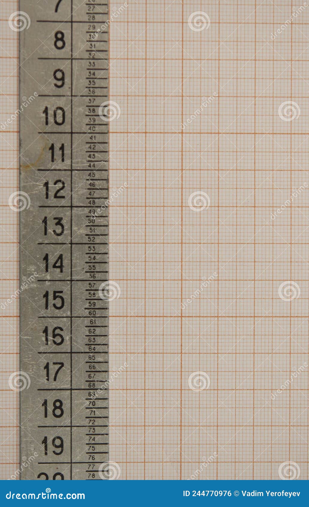 Ruler Made from Metal Lie on a Graph Paper with Copy Space for Text ...