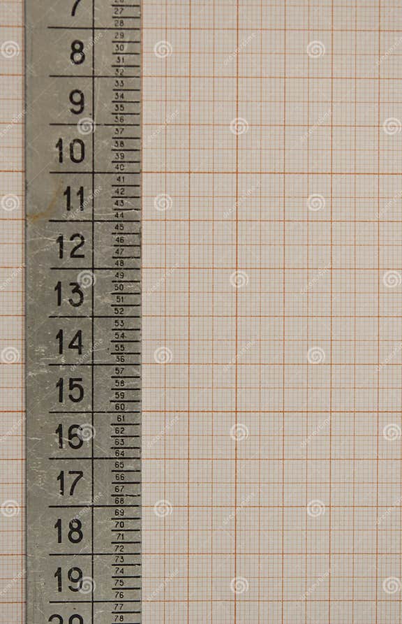 Ruler Made from Metal Lie on a Graph Paper with Copy Space for Text ...