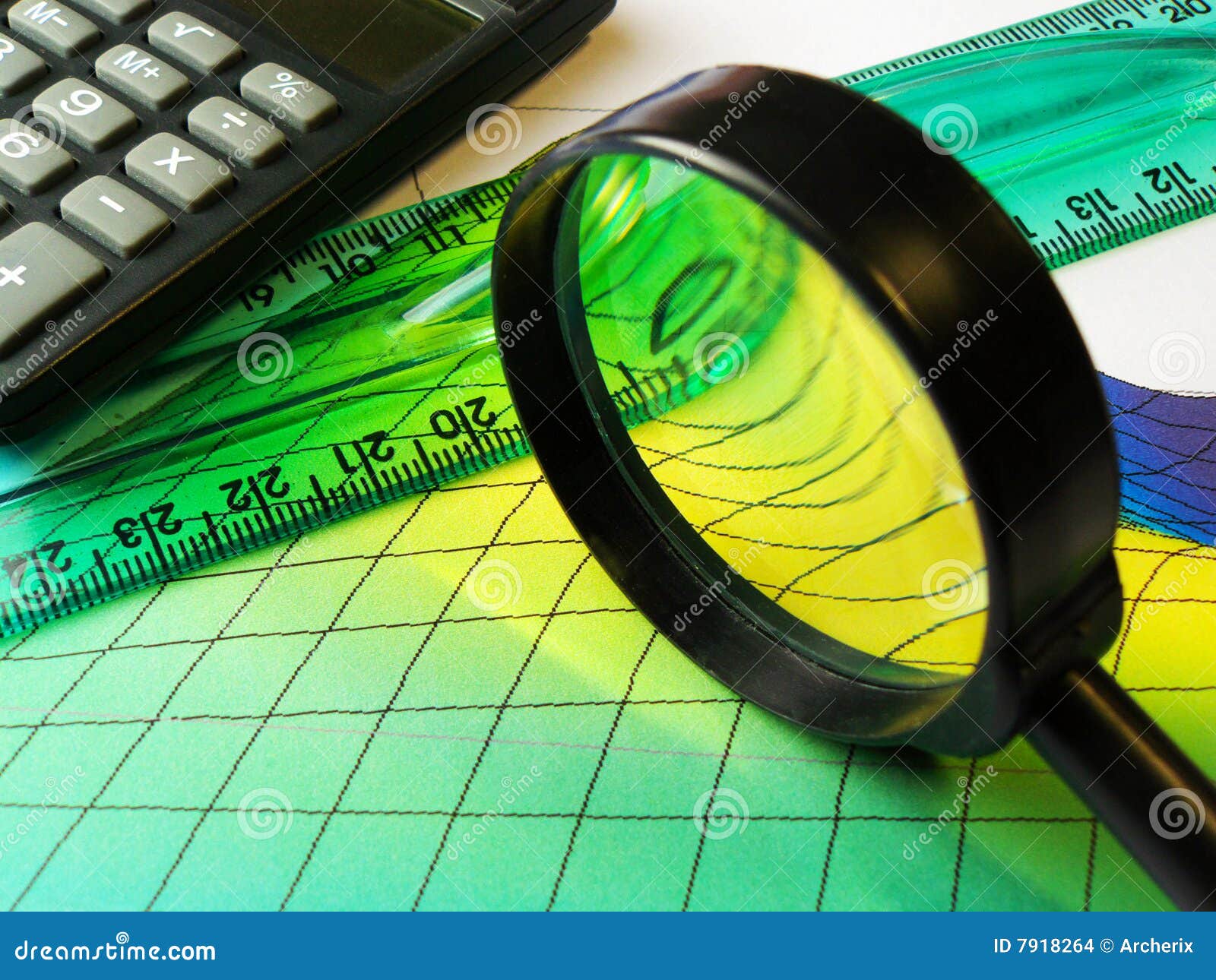 Ruler and magnifying glass stock photo. Image of monetary - 7918264