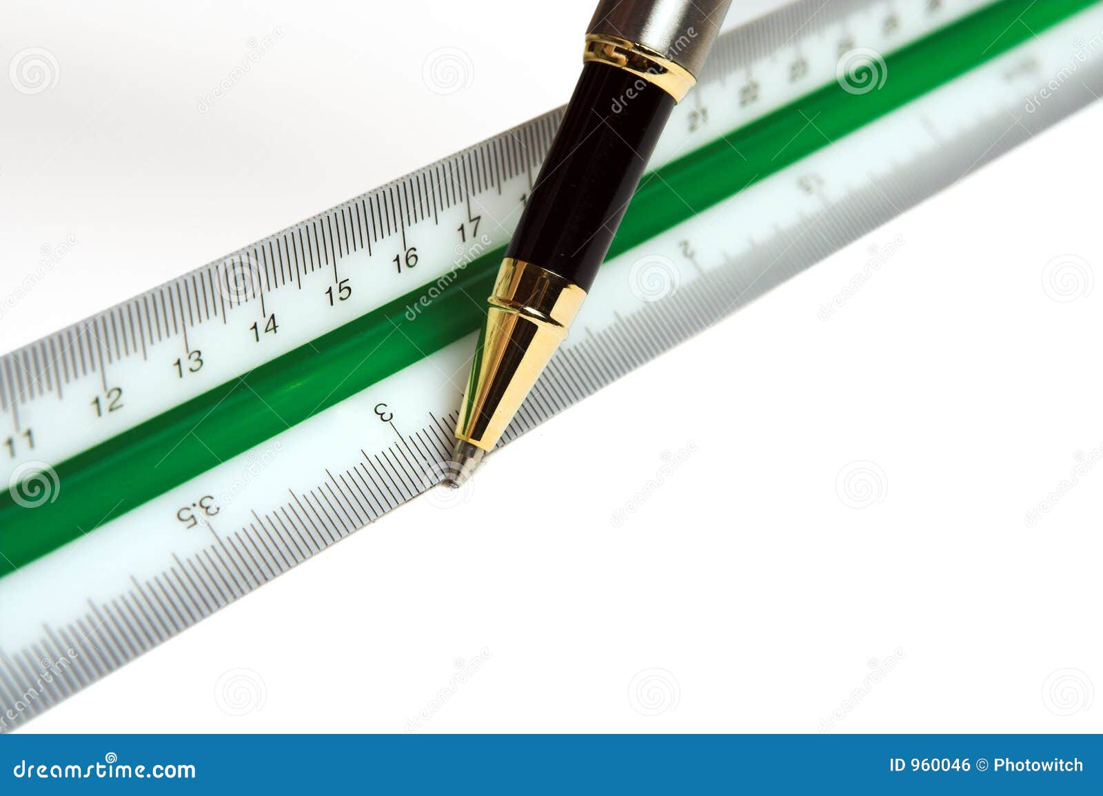 Ruler and pen stock photo. Image of tool, inch, precision - 960046