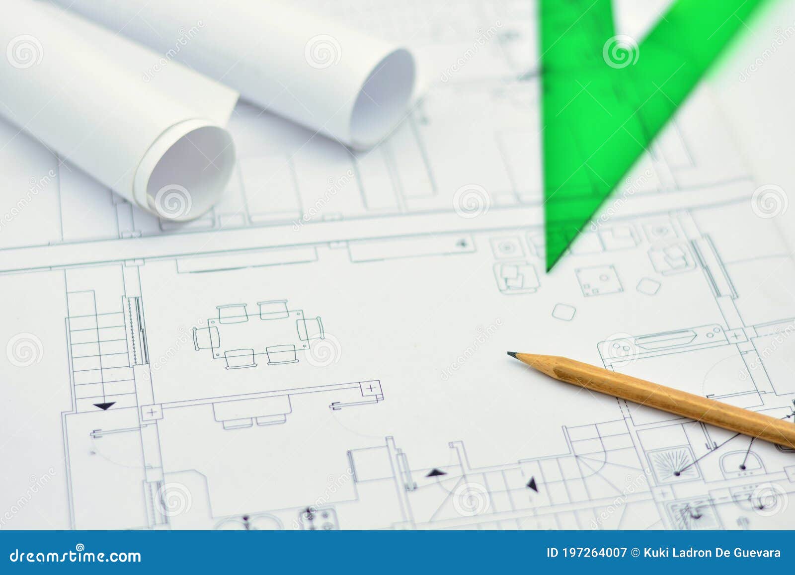 Architecture plan on paper stock image. Image of crayasup3 - 197264007