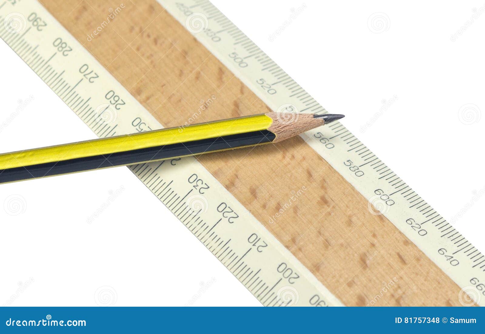Ruler and pencil closeup stock photo. Image of metric - 81757348