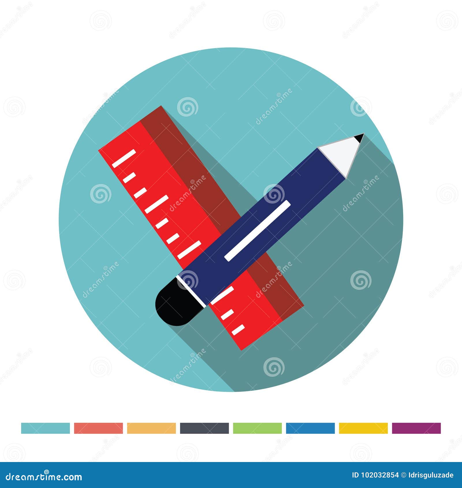 Ruler and pencil icon stock vector. Illustration of education - 102032854