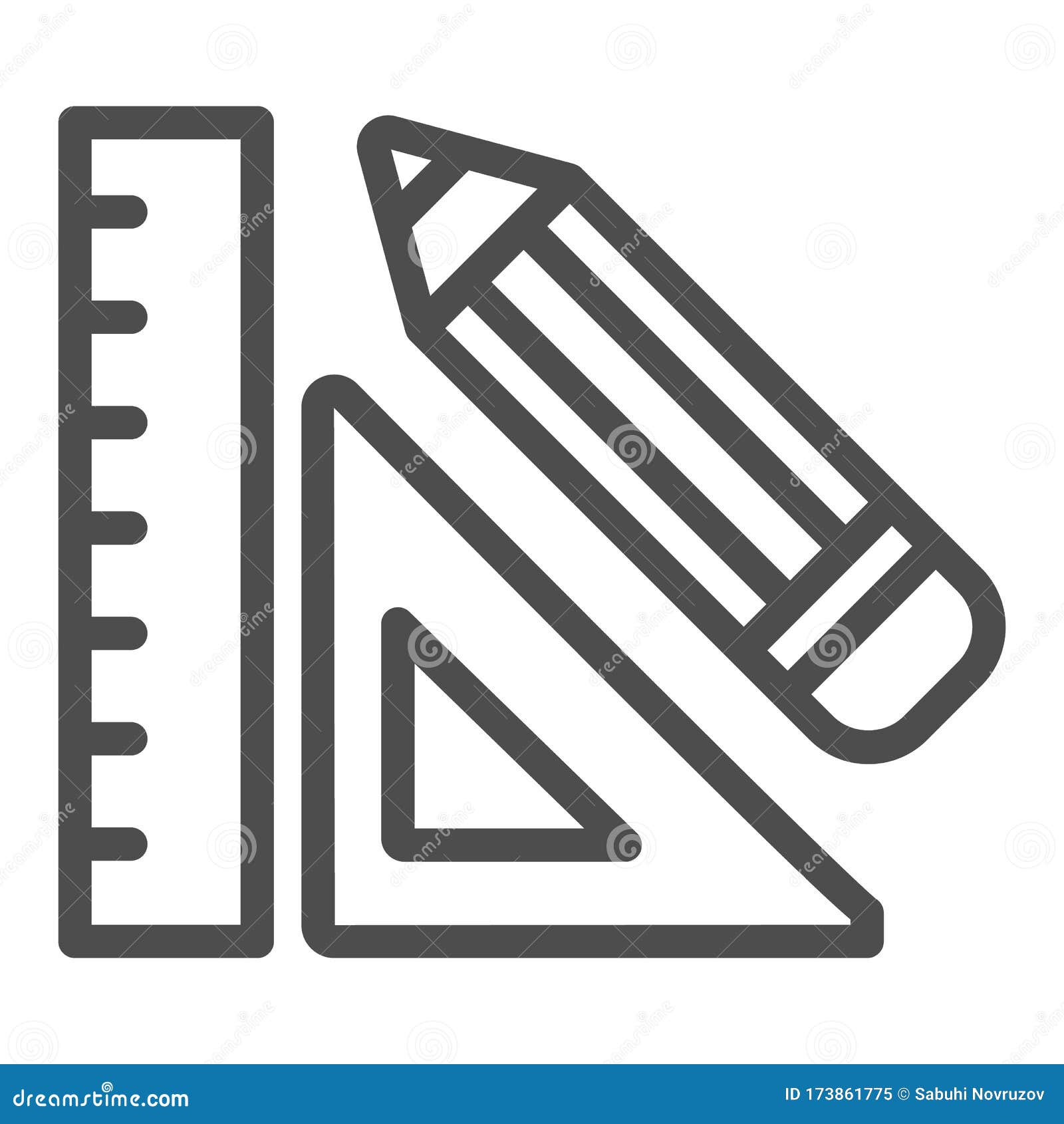 Ruler and Pencil Line Icon. Drawing Math Tools, Classic School ...
