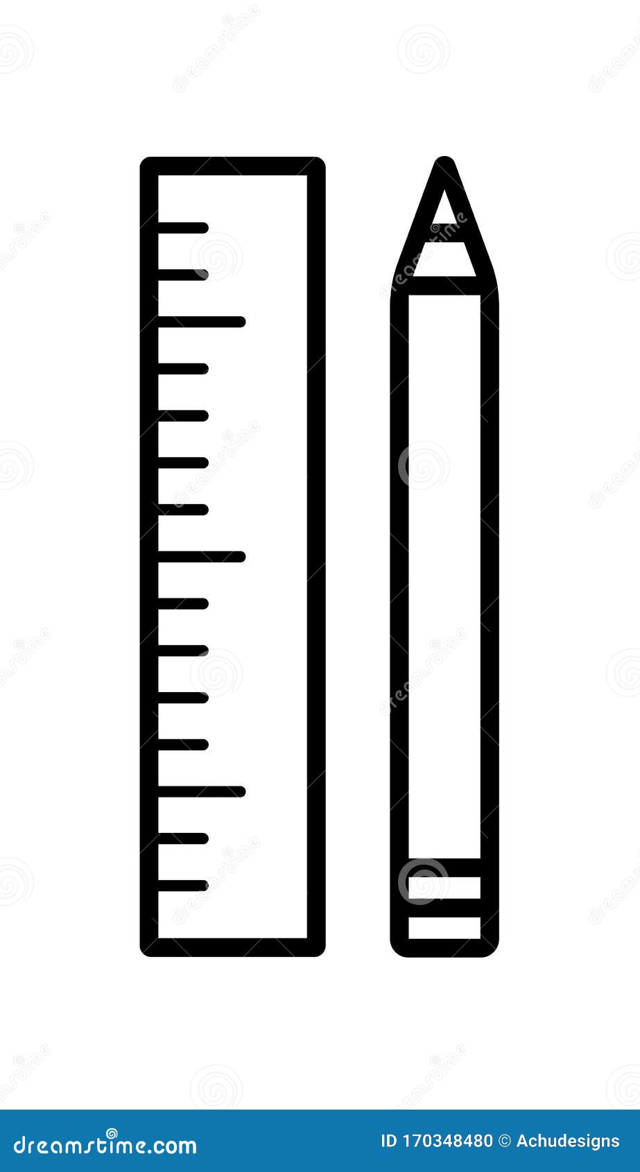 Ruler and pencil line icon stock vector. Illustration of geometry ...