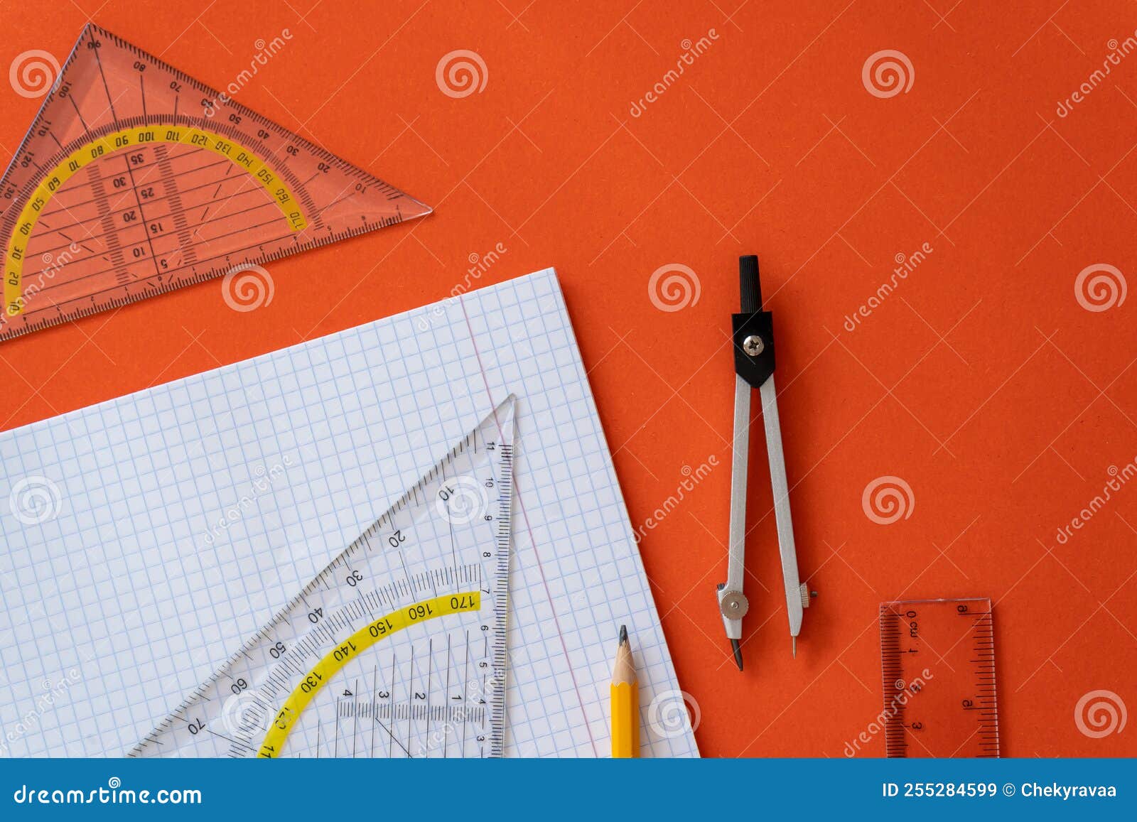 Ruler and Pencil at Open Notepad. Accessories for Learning Mathematics ...