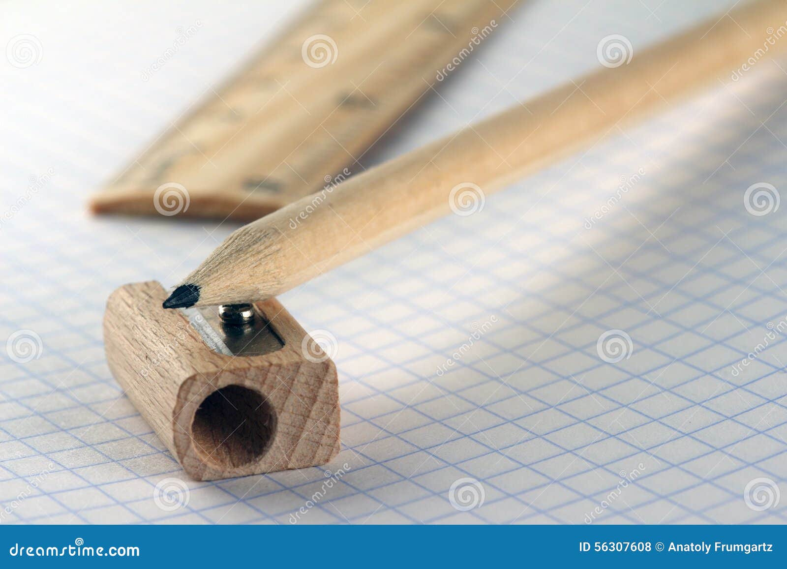 Ruler, Pencil and Sharpener Stock Photo - Image of white, sharpener ...