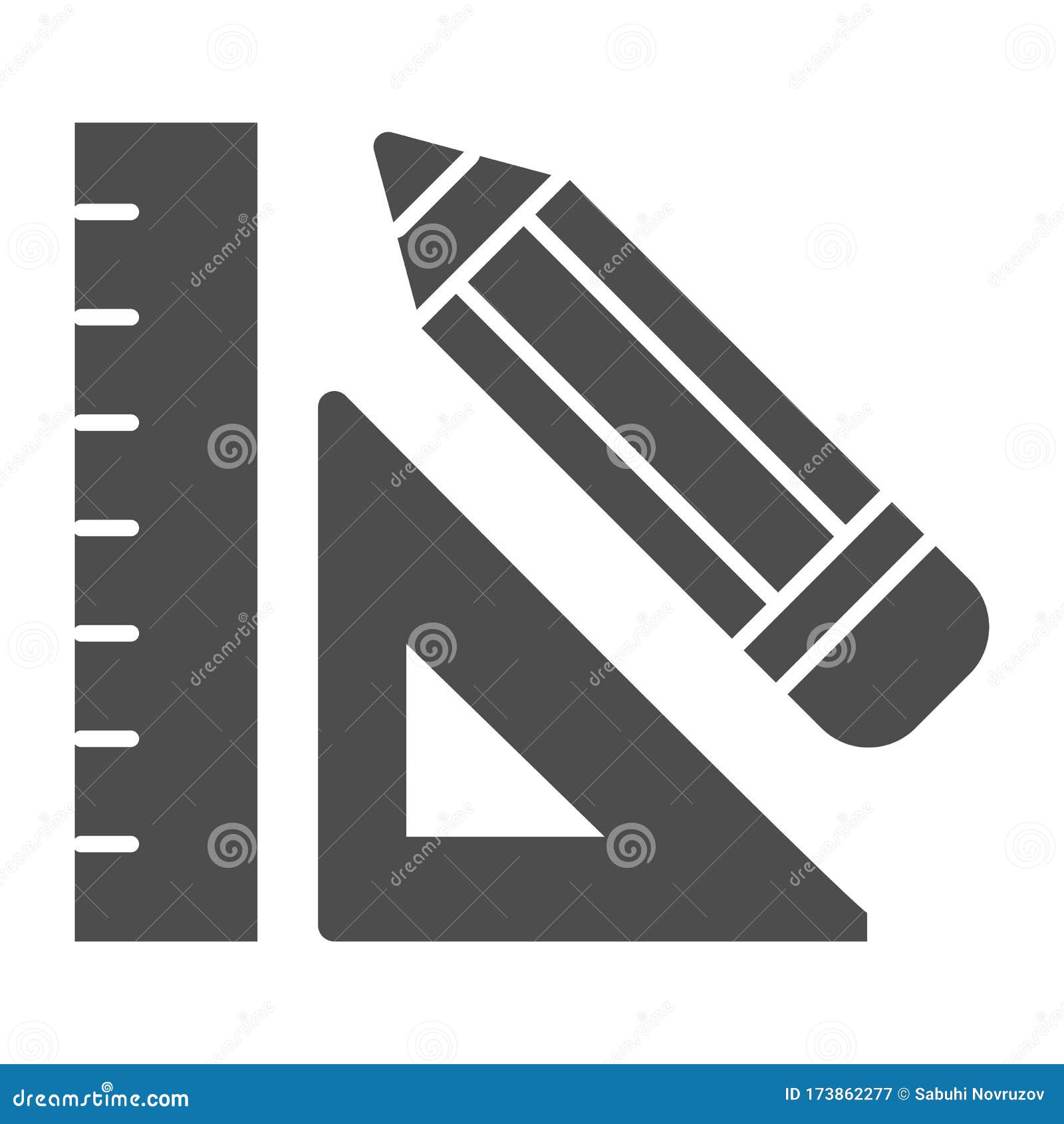 Ruler and Pencil Solid Icon. Drawing Math Tools, Classic School ...