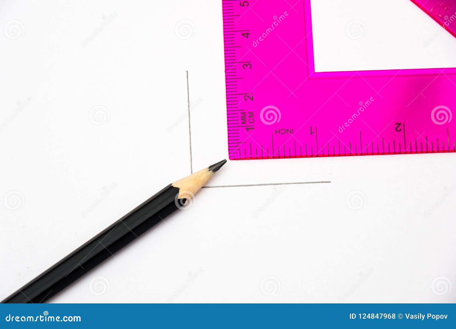 Ruler and Pencil for Study and Measurement Stock Photo - Image of white ...