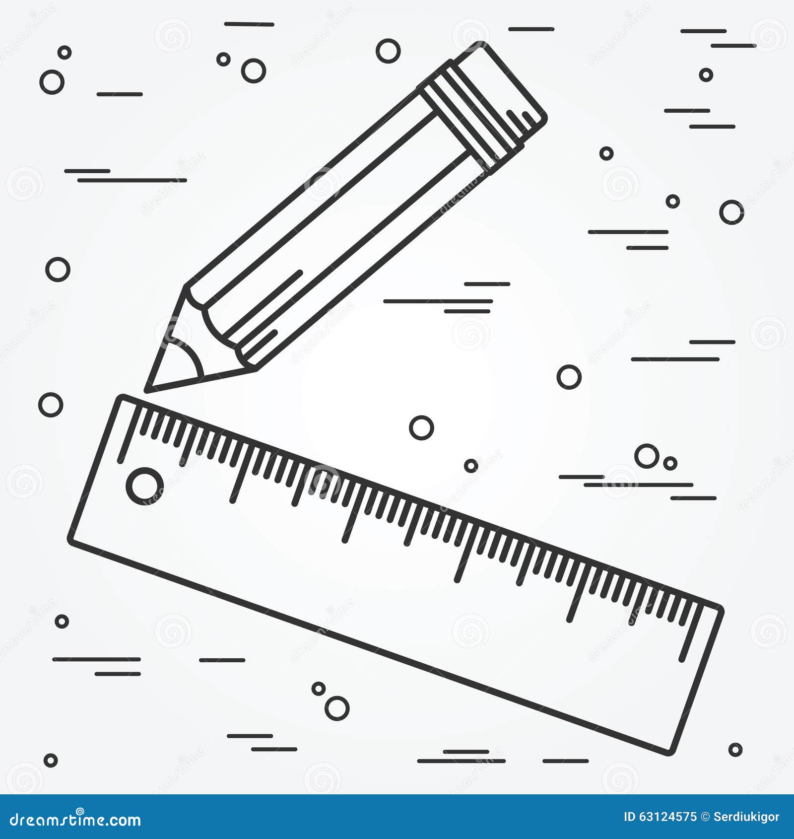 Ruler and Pencil Thin Line Design. Ruler and Pencil Pen Icon Stock ...