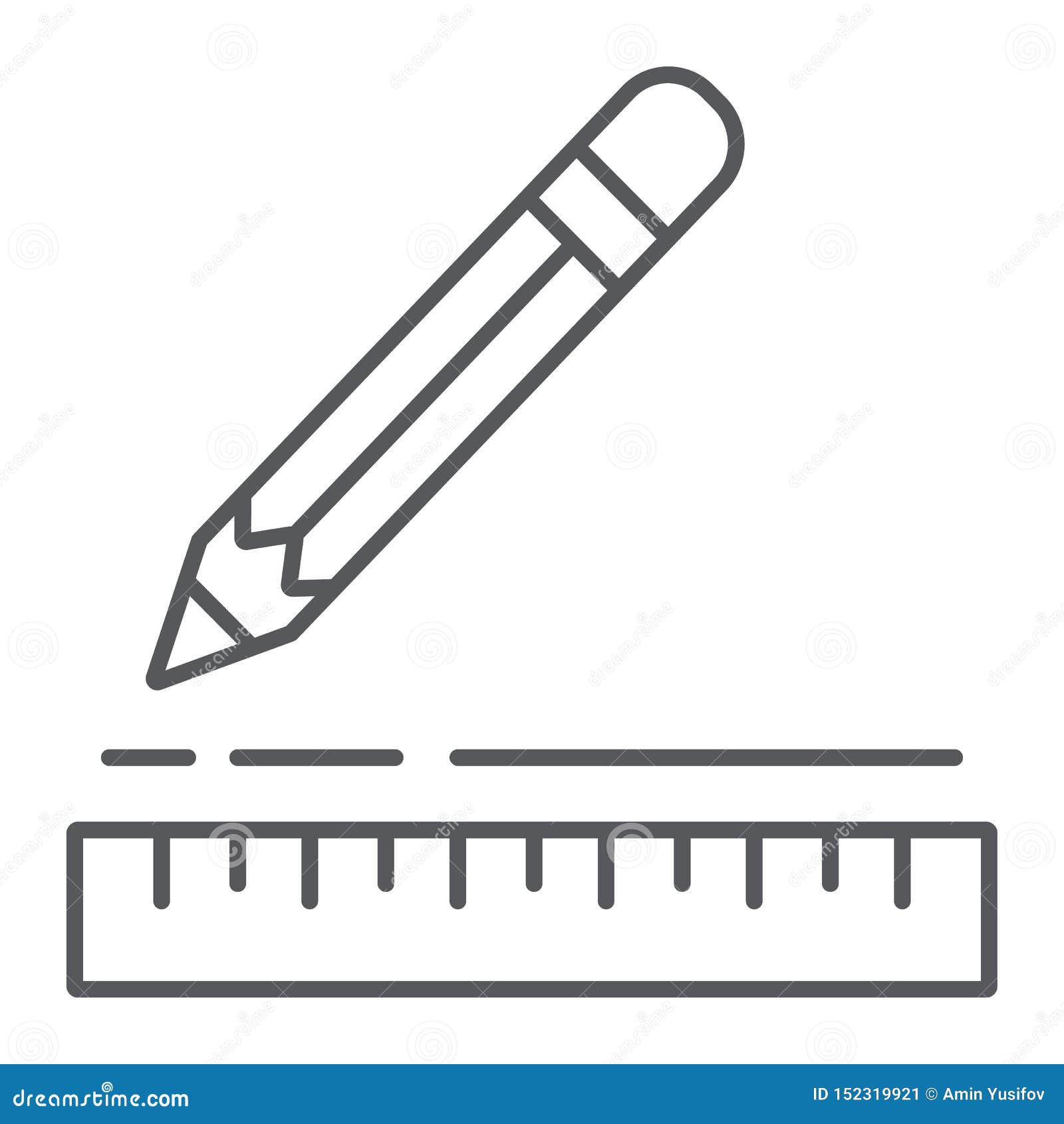 Ruler and Pencil Thin Line Icon, Instrument and School, Drawing ...