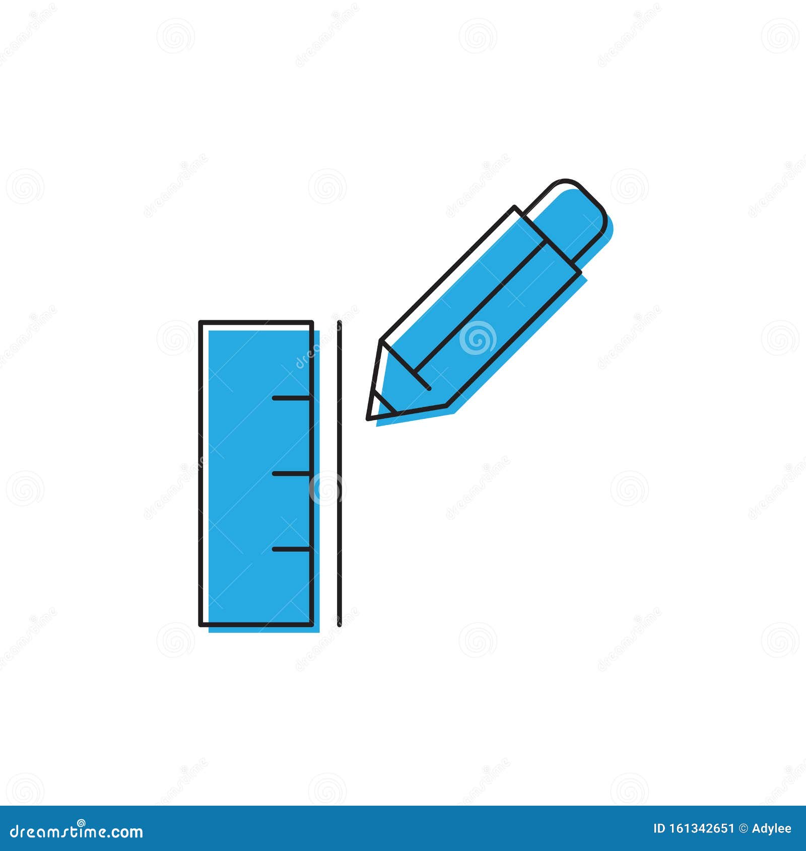 Ruler and Pencil Vector Icon Symbol Isolated on White Background Stock ...