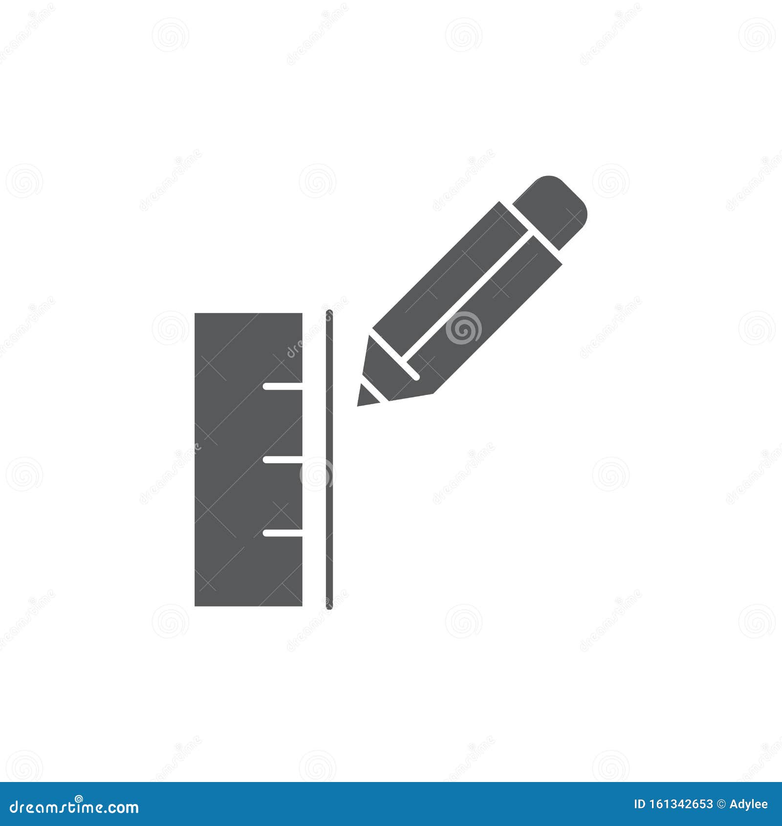 Ruler and Pencil Vector Icon Symbol Isolated on White Background Stock ...