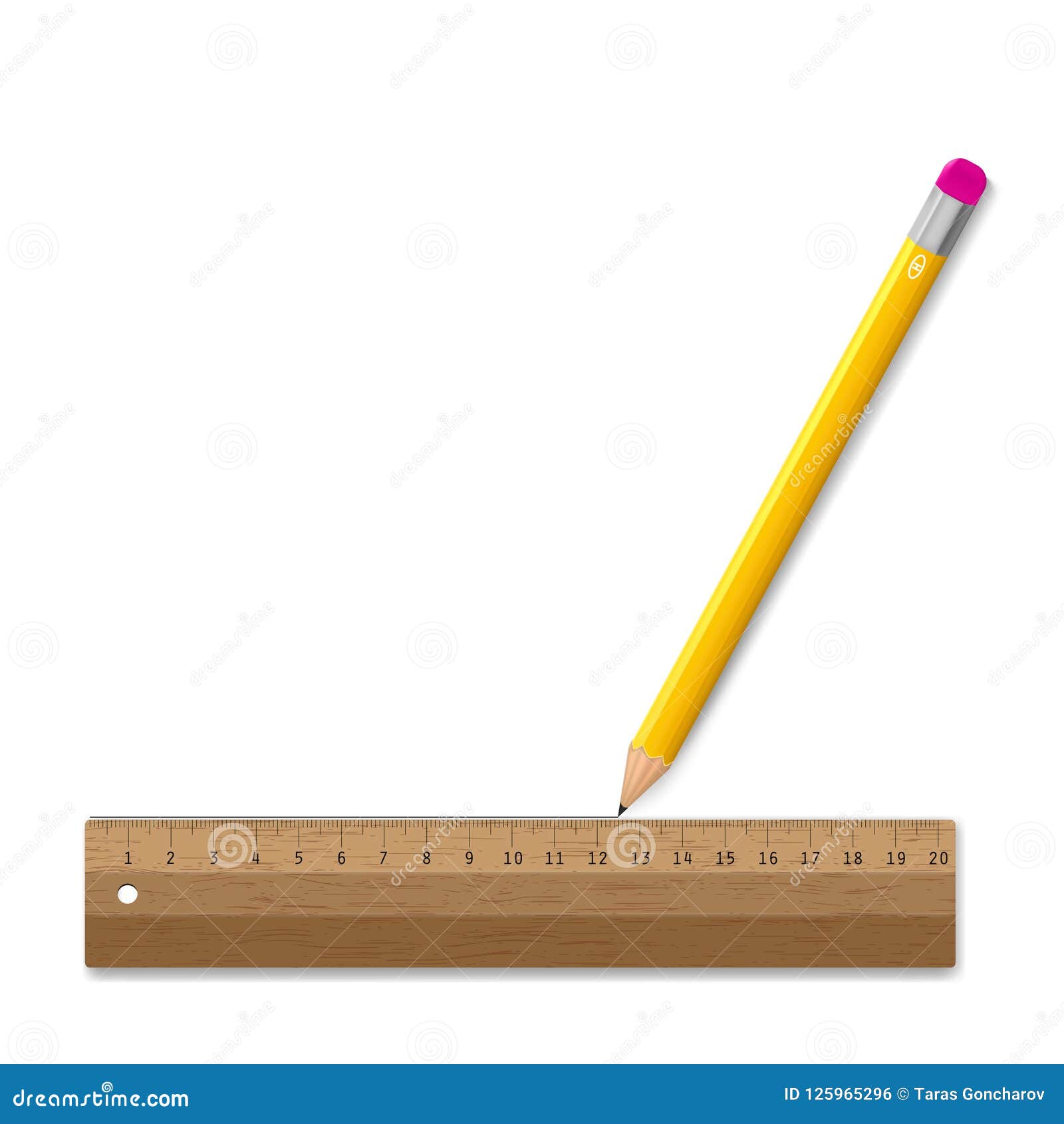 Ruler and pencil. Vector stock vector. Illustration of realistic ...