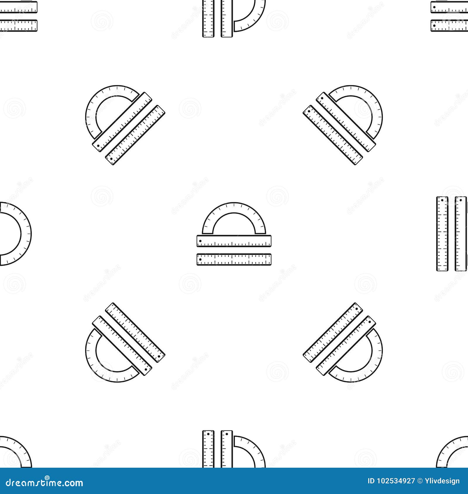Ruler and Protractor Pattern Seamless Black Stock Vector - Illustration ...