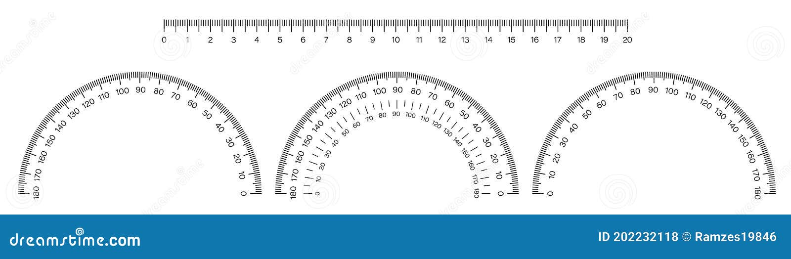 Ruler and Protractor Scale. School Measuring Instruments. School ...