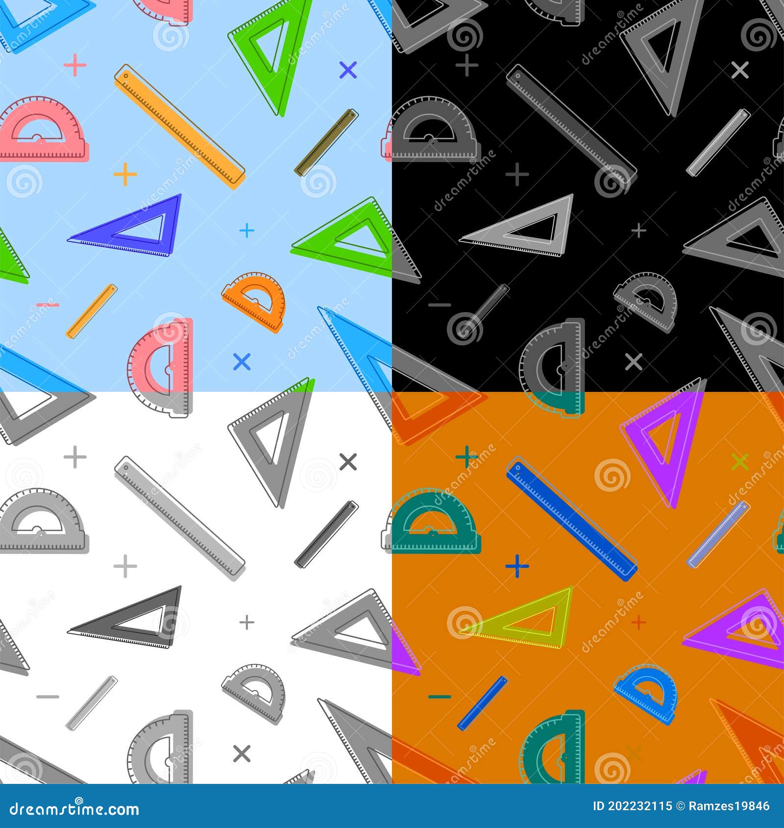 Ruler, Protractor, Triangle Icons. School Measuring Instruments. School ...