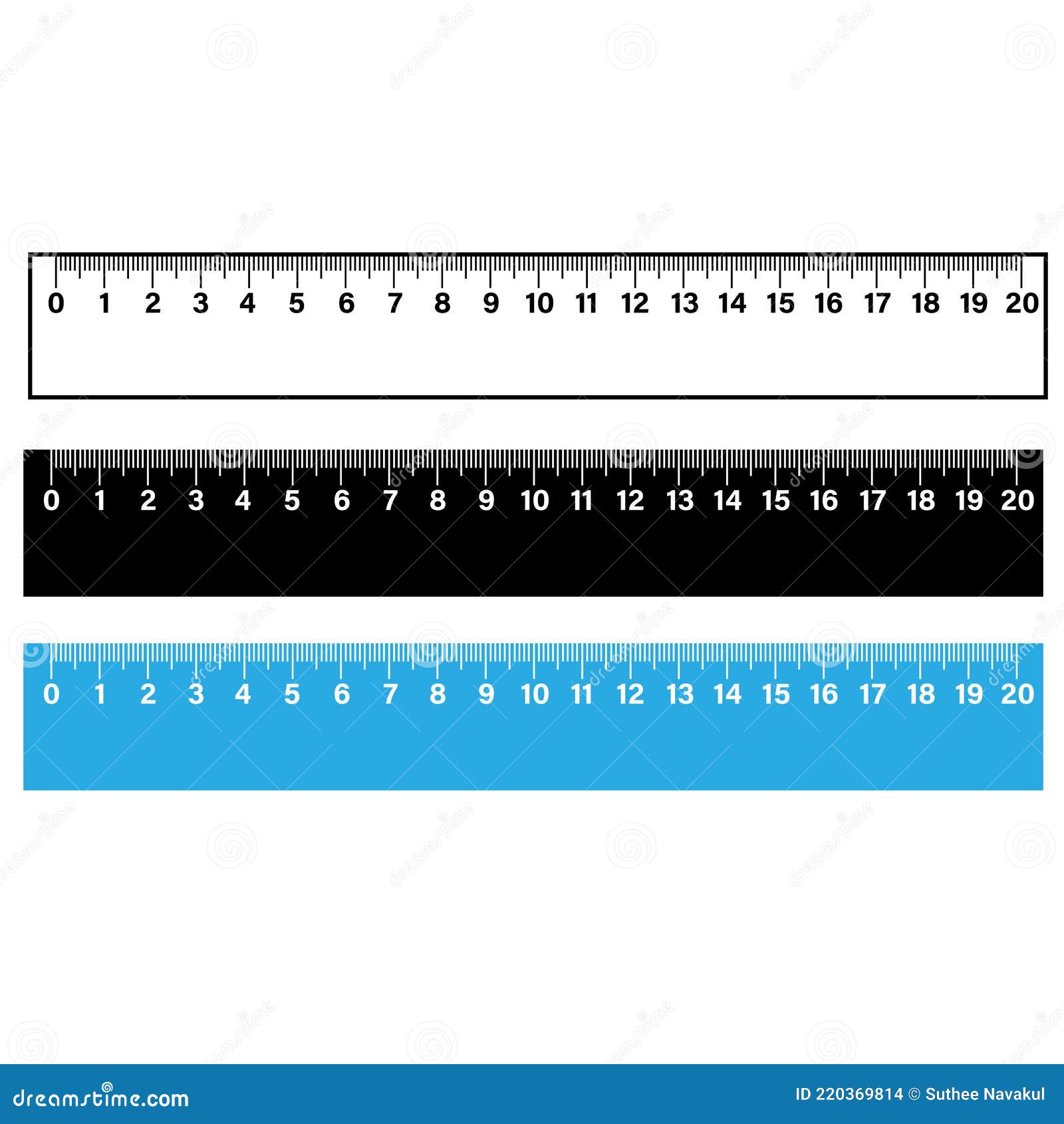 Ruler Scale Measure on White Background. Wooden Measuring Ruler 20 ...