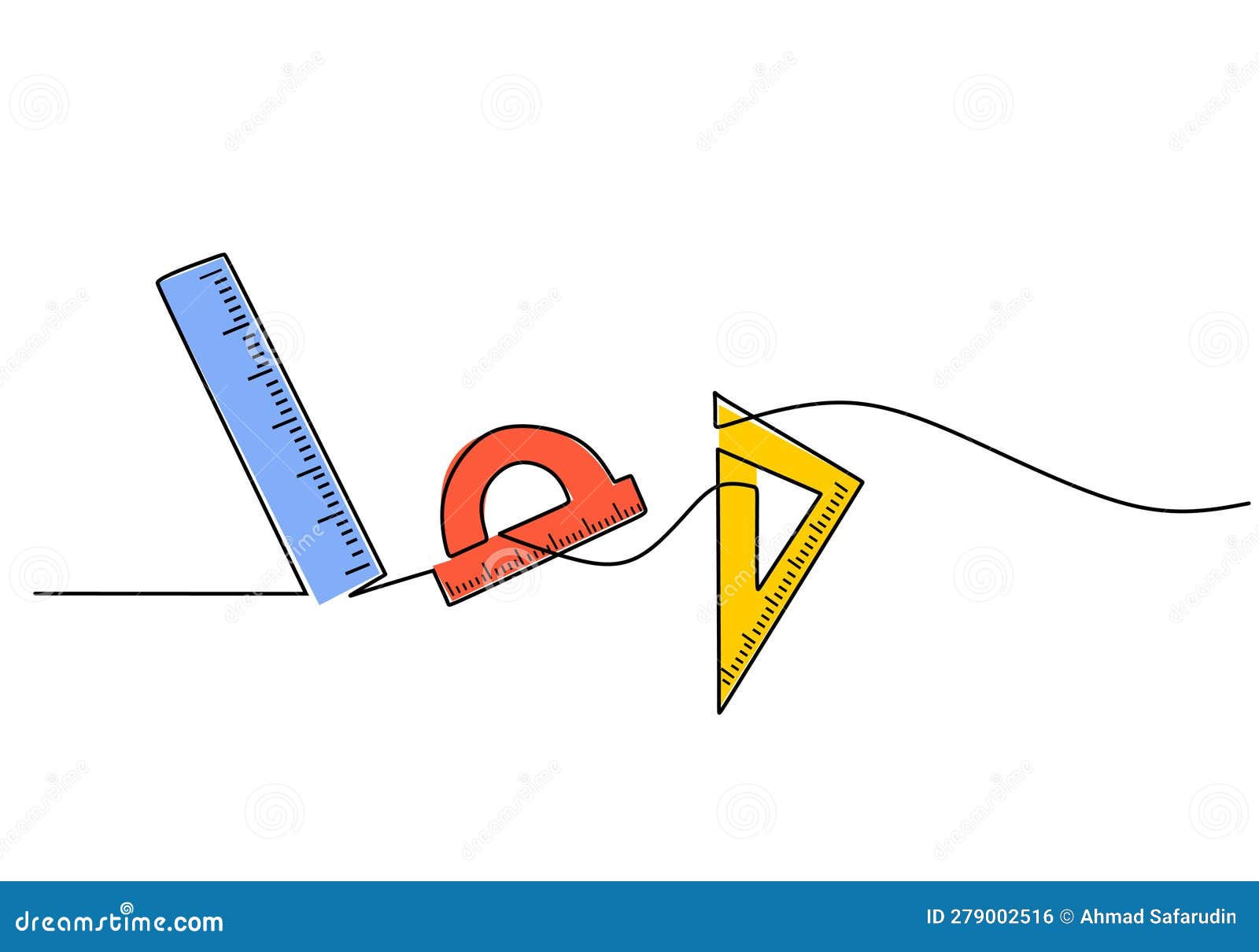 Ruler - School Education Object, One Line Drawing Continuous Design ...