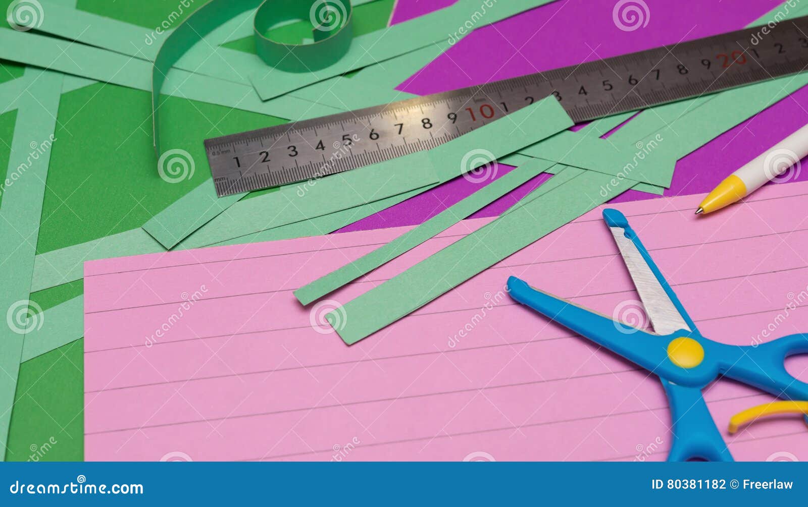 Ruler and Scissors and Hand Cut Paper Straps Stock Photo - Image of ...