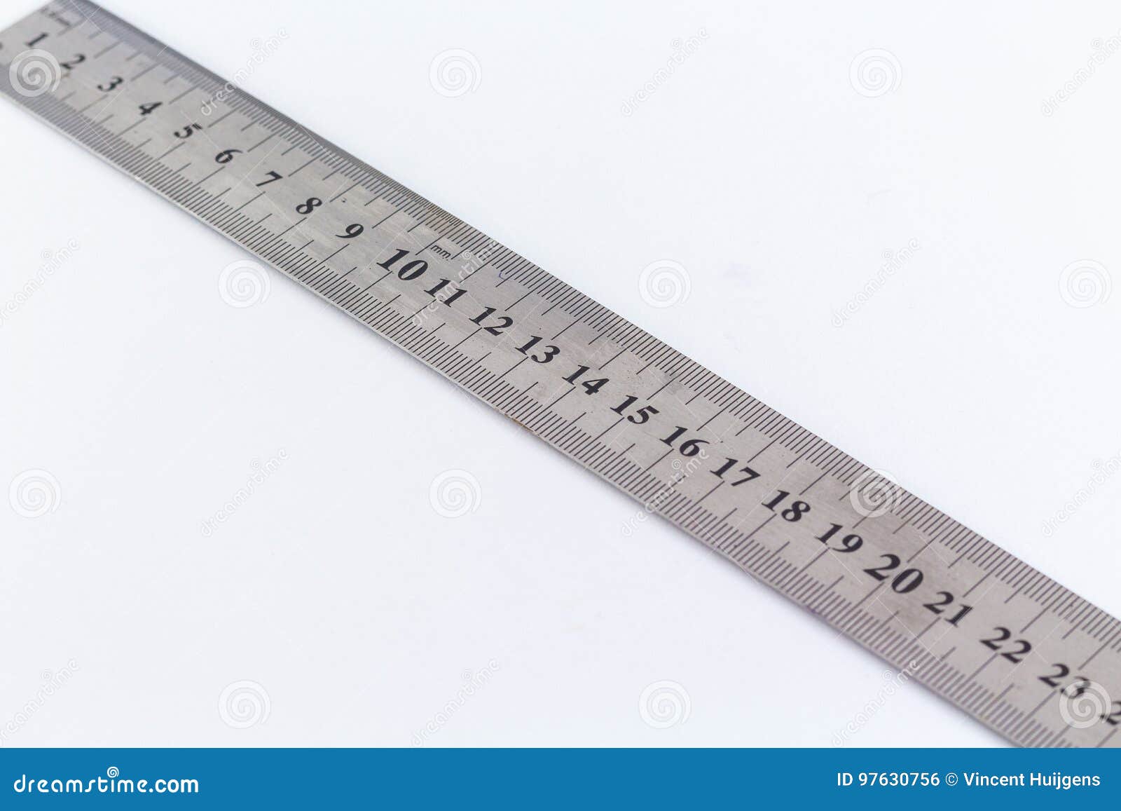 Ruler Steel on White Background Stock Photo - Image of fraction ...