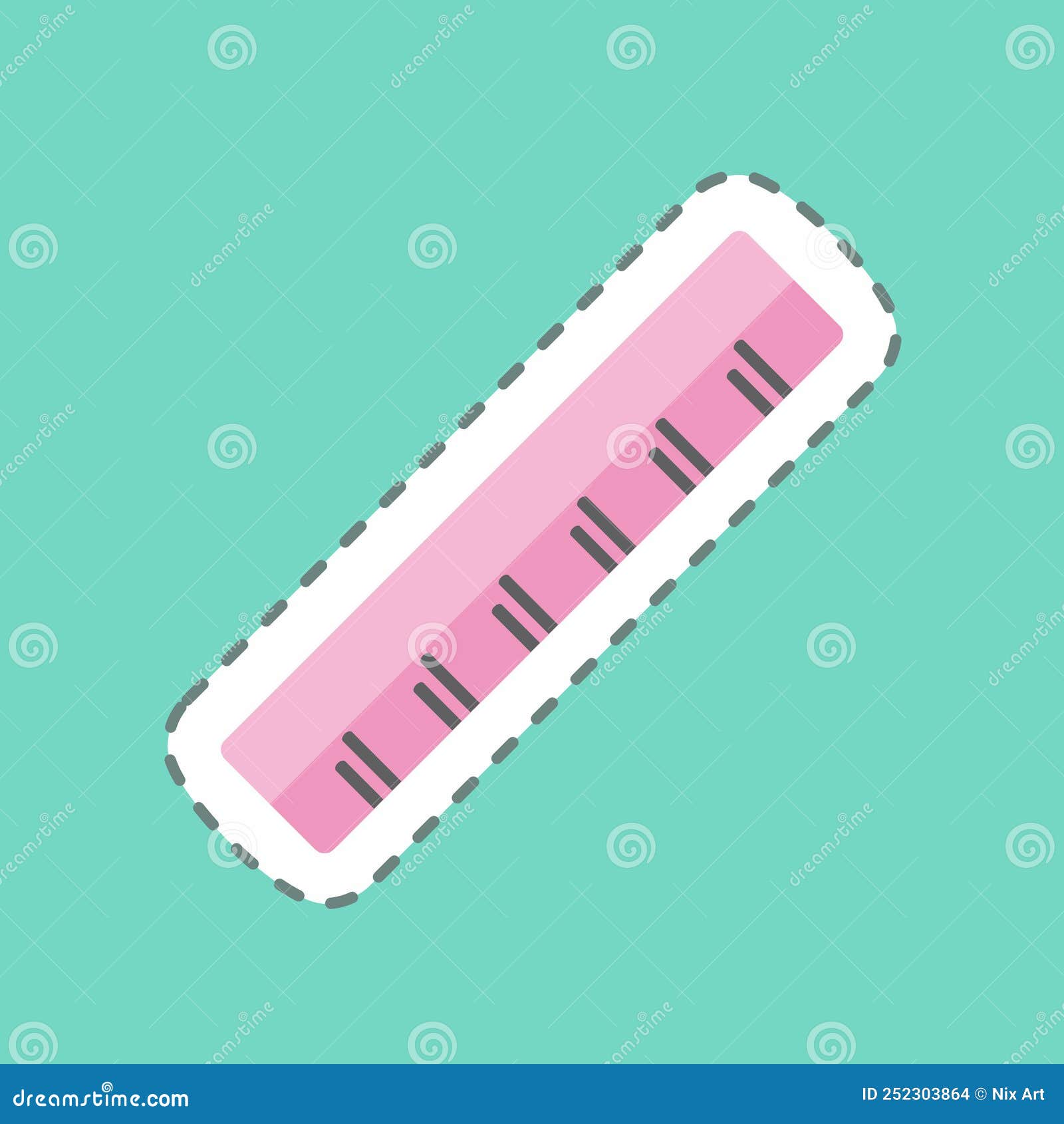 Ruler Sticker in Trendy Line Cut Isolated on Blue Background Stock ...