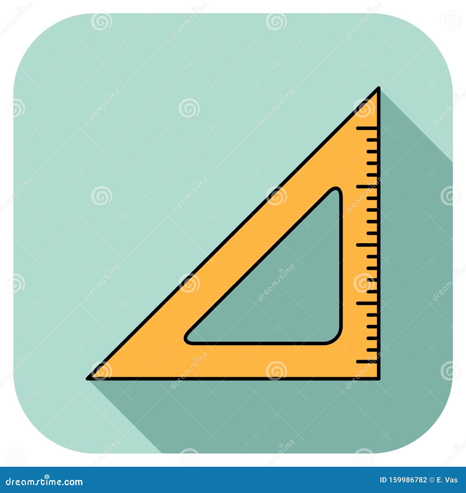 Ruler Triangle Icon Vector in Flat Style with Black Outline Stock ...