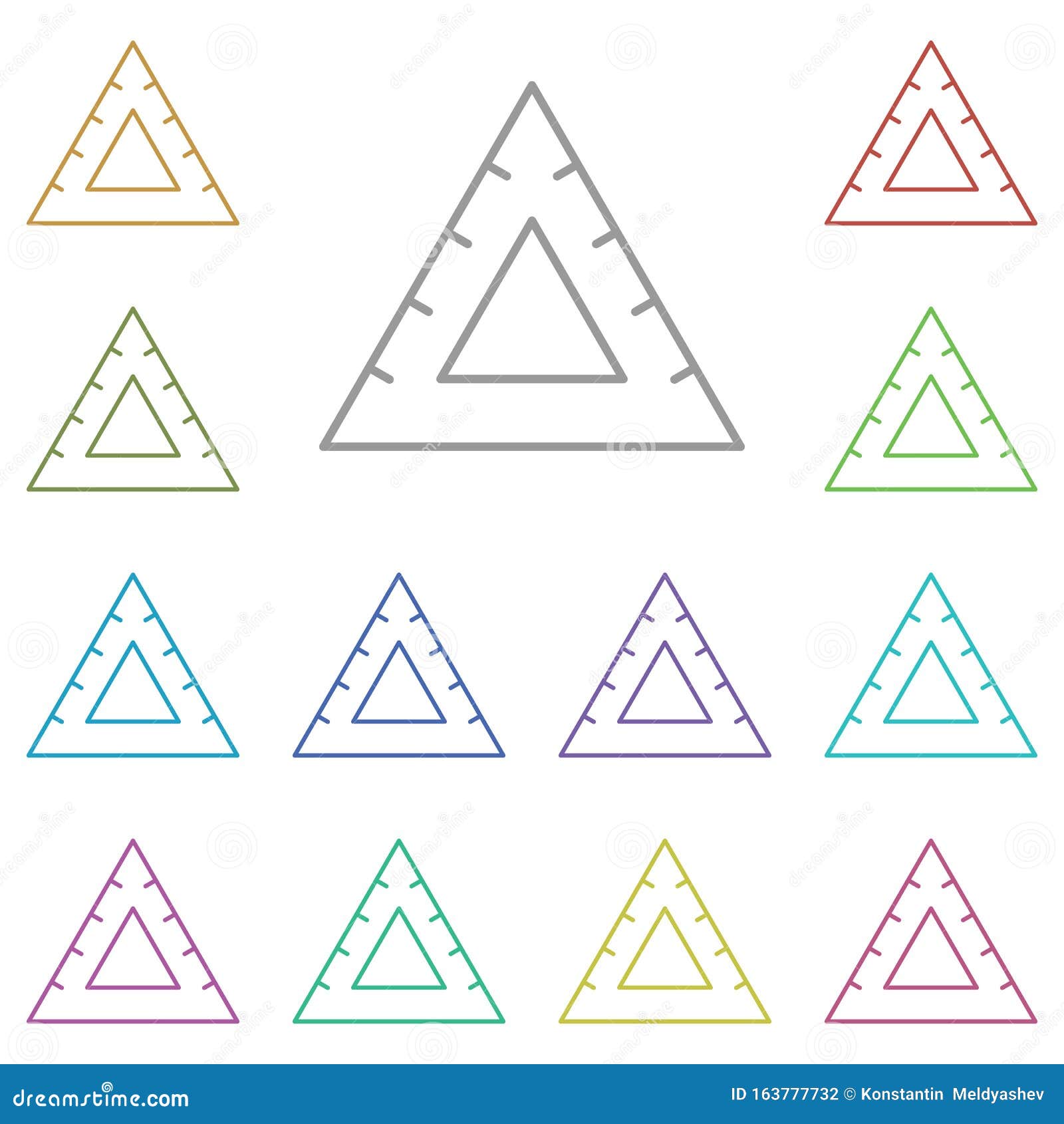 Ruler, Triangle Multi Color Icon. Simple Thin Line, Outline Vector of ...