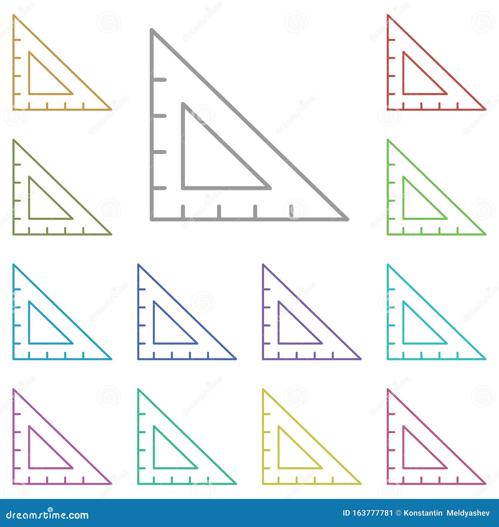 Ruler, Triangle Multi Color Icon. Simple Thin Line, Outline Vector of ...
