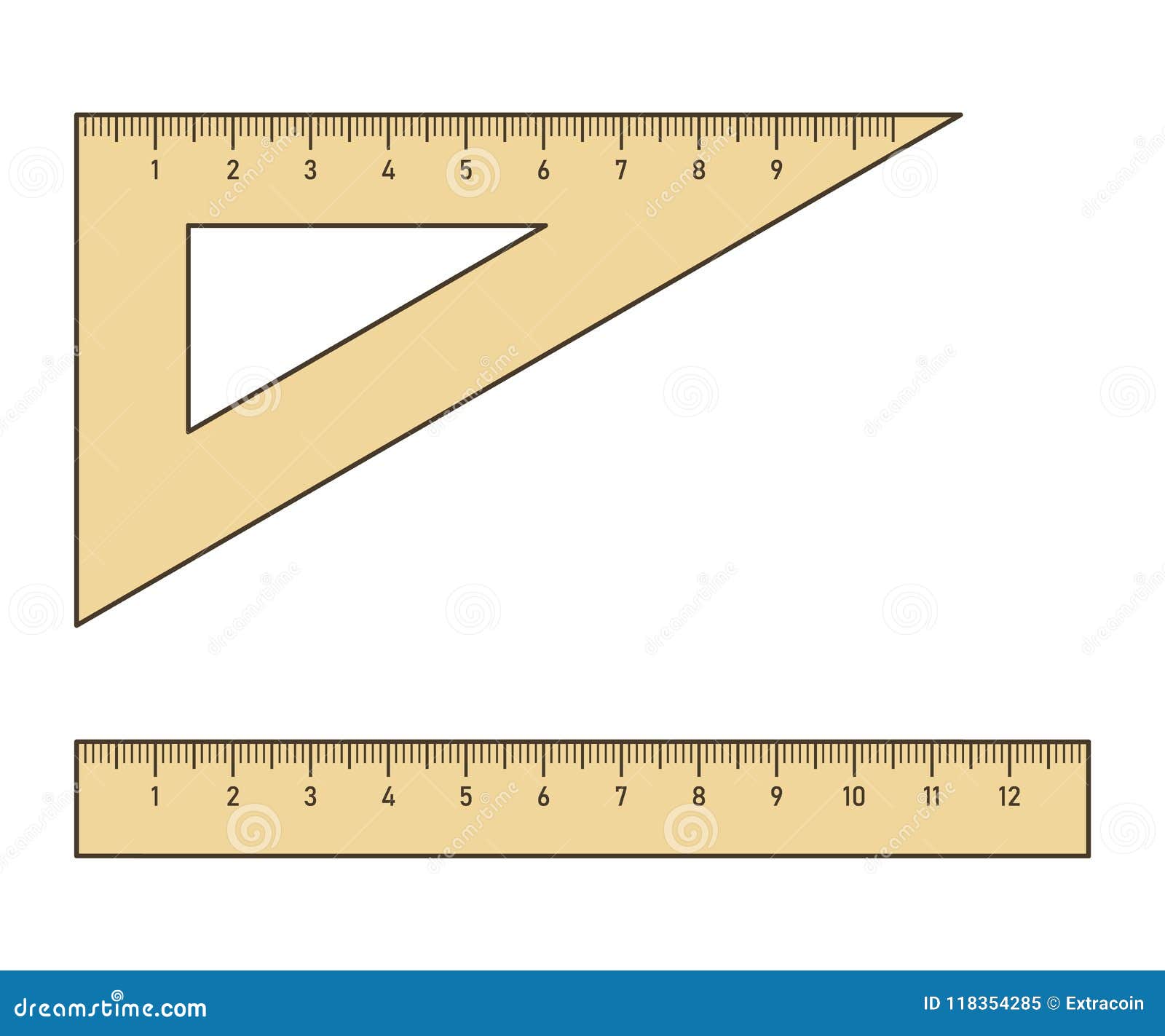 Ruler and Triangle Setsquare Stock Vector - Illustration of horizontal ...