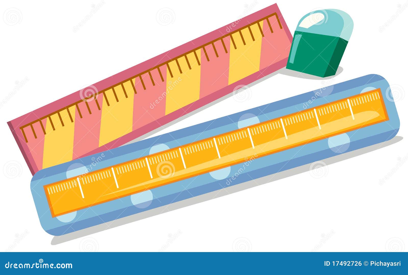 Rulers and eraser stock vector. Illustration of school - 17492726