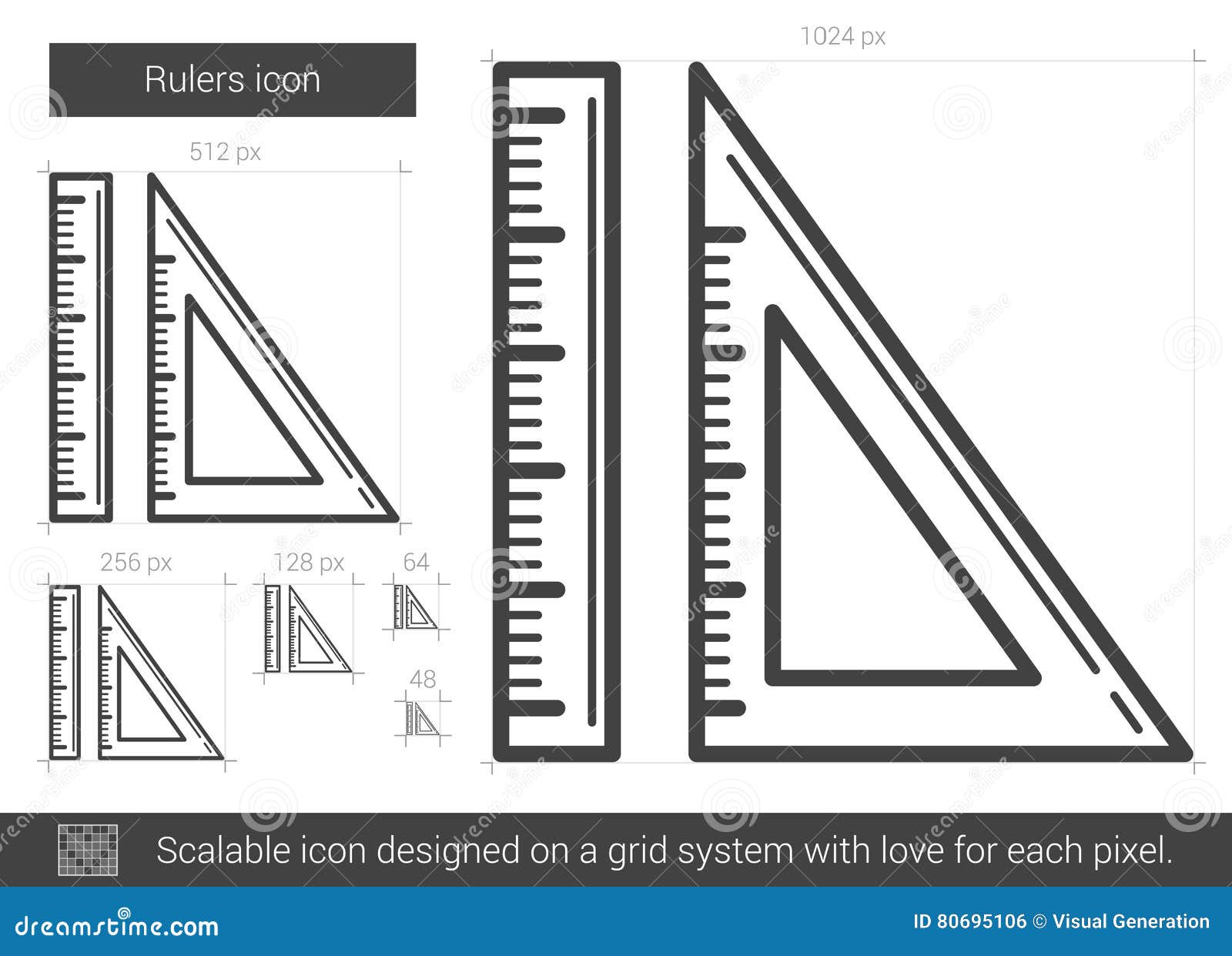Rulers line icon. stock vector. Illustration of inch - 80695106