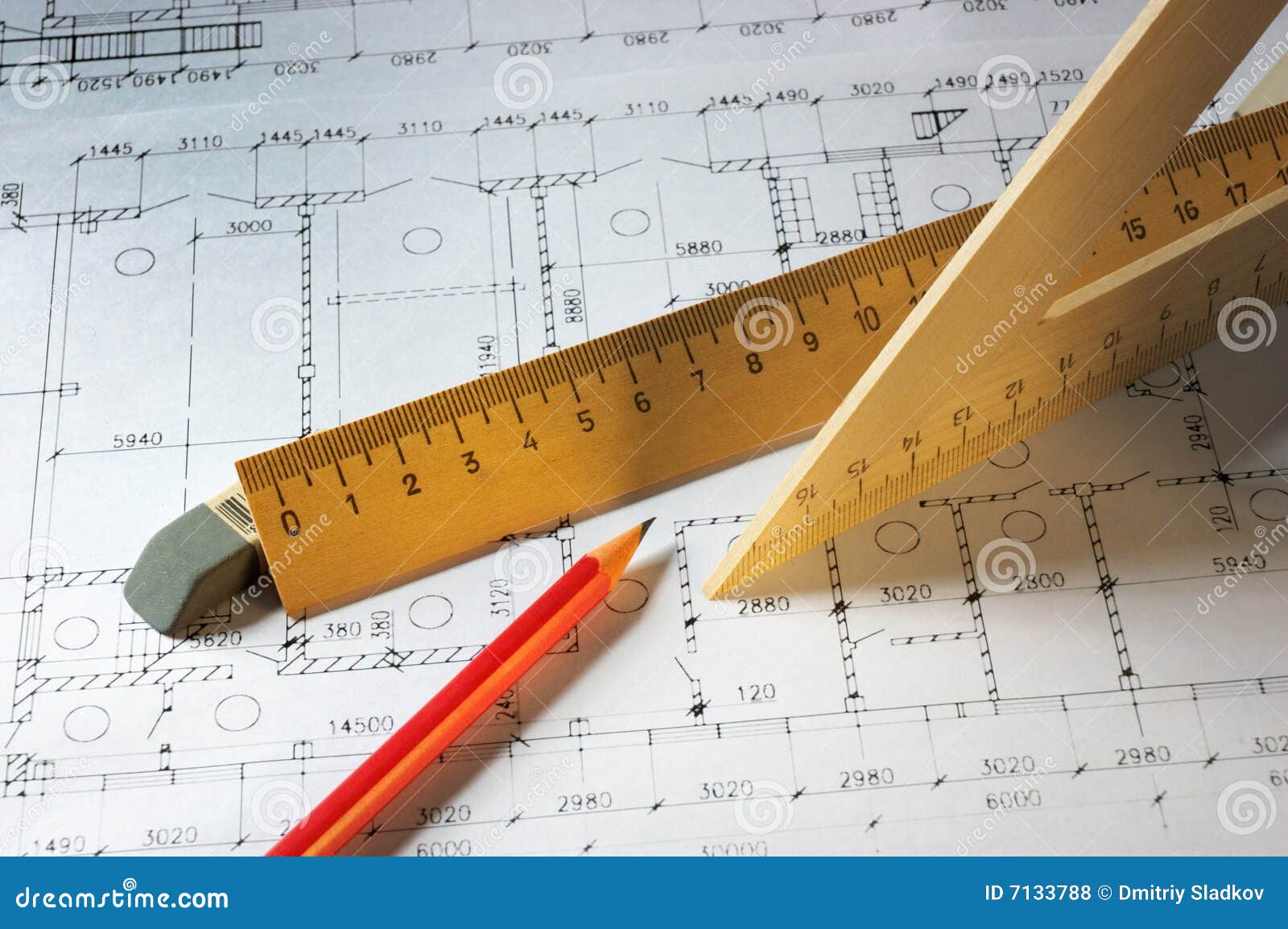 Rulers and plans stock photo. Image of planning, work - 7133788
