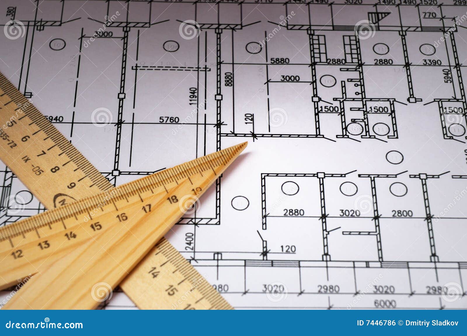 Rulers and plans stock photo. Image of construction, engineering - 7446786
