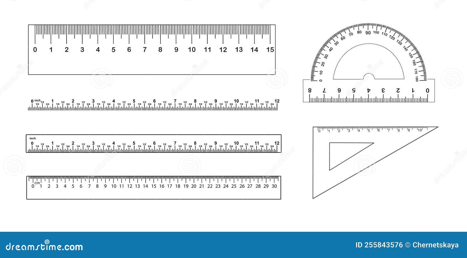 Rulers And Triangle With Inches, Centimeters Millimeters Scale. Vector Set | CartoonDealer.com ...