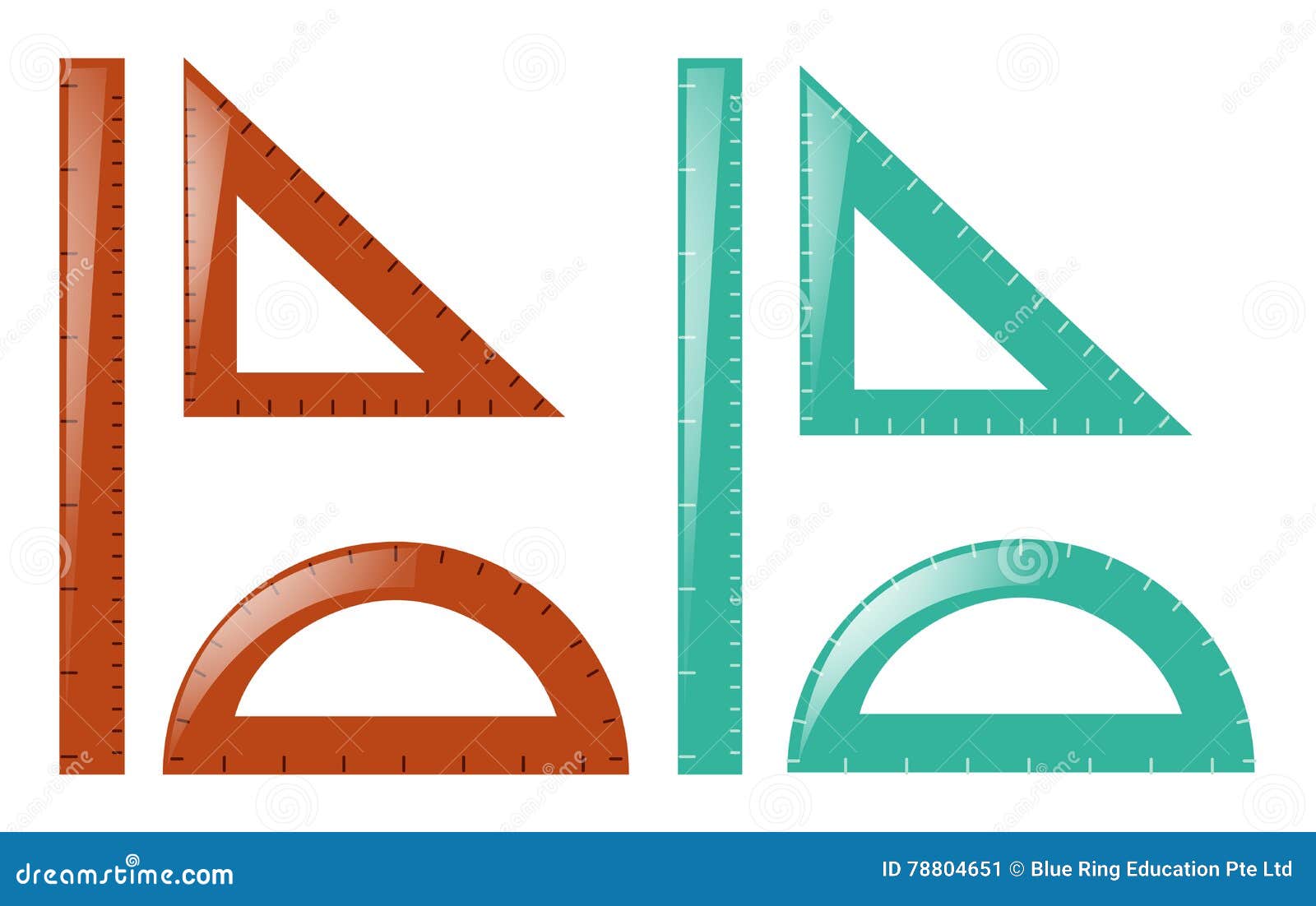 Rulers and Triangles in Brown and Blue Stock Illustration ...