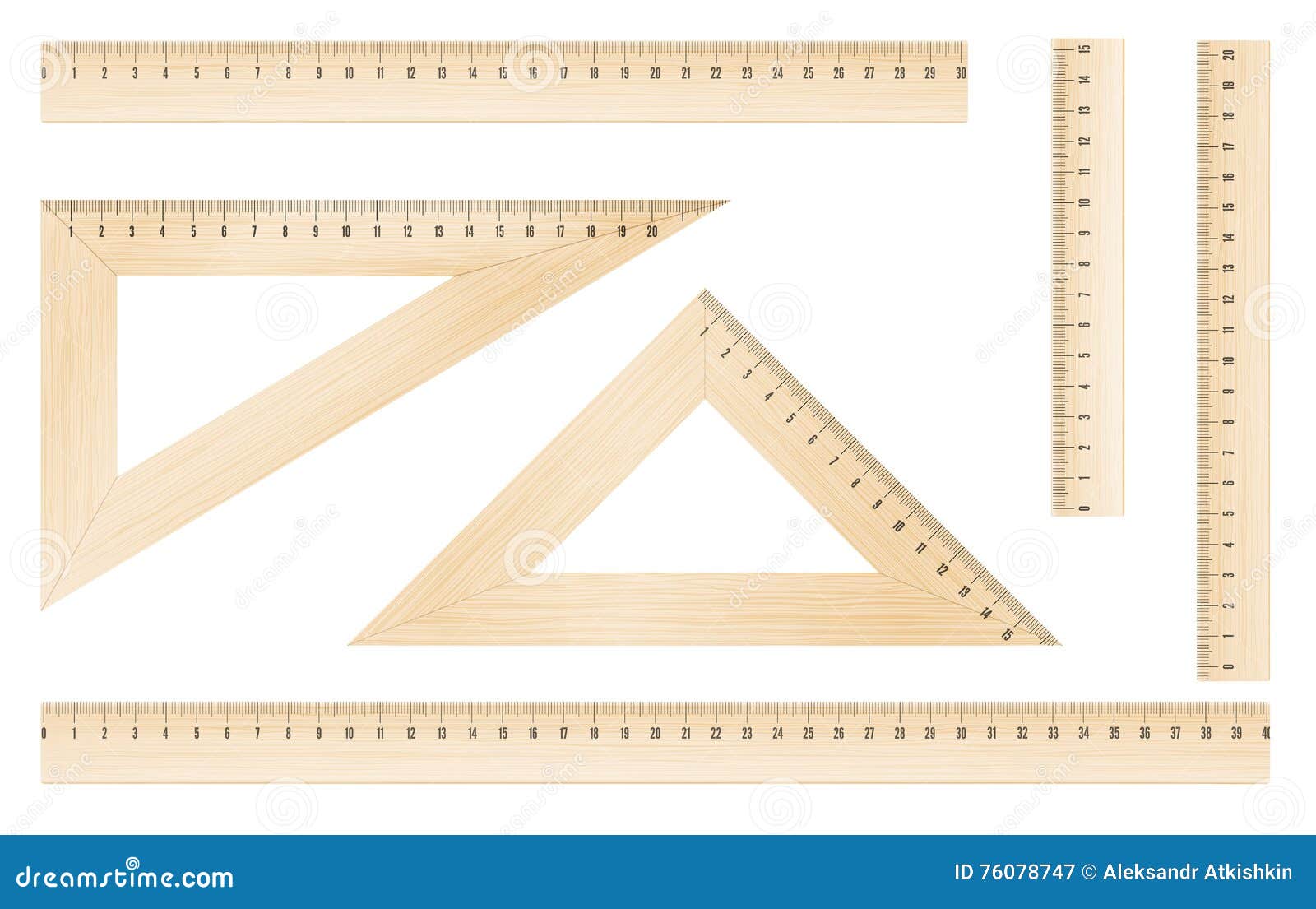 Rulers and triangles stock vector. Illustration of education - 76078747