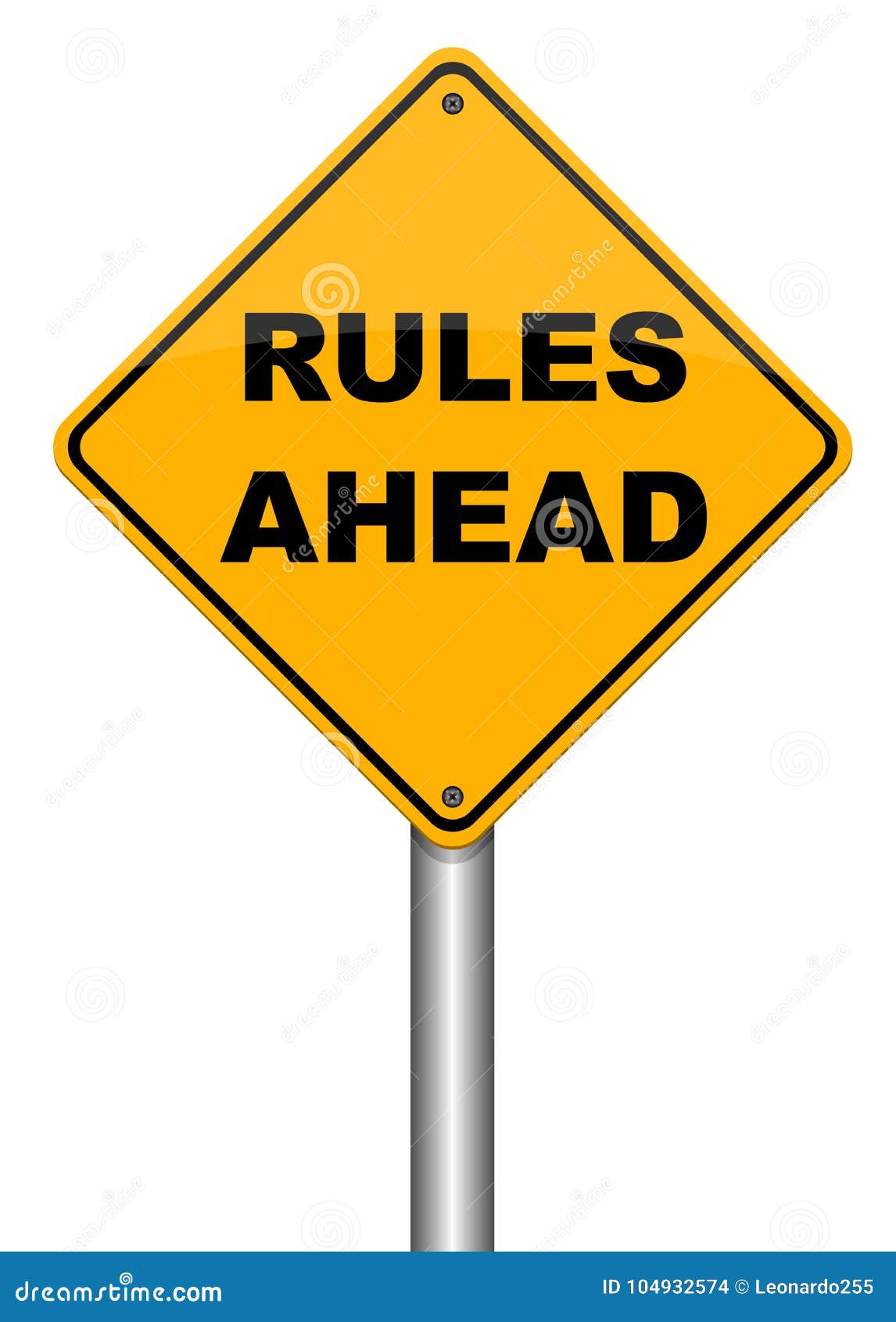 Rules Ahead Road Sign Illustration Design Over a White Background Stock ...