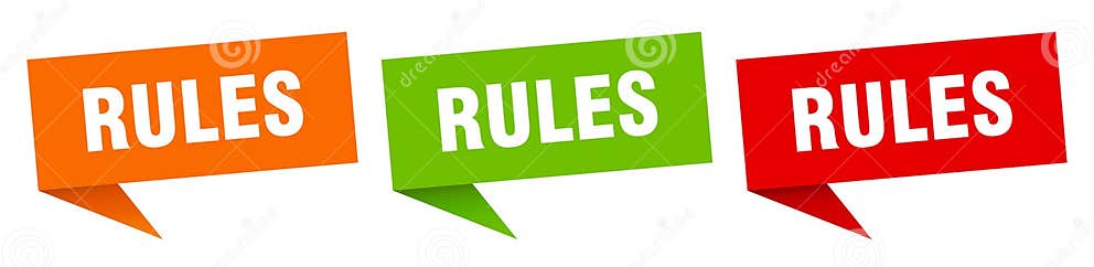 Rules Banner. Rules Speech Bubble Label Set Stock Vector - Illustration ...
