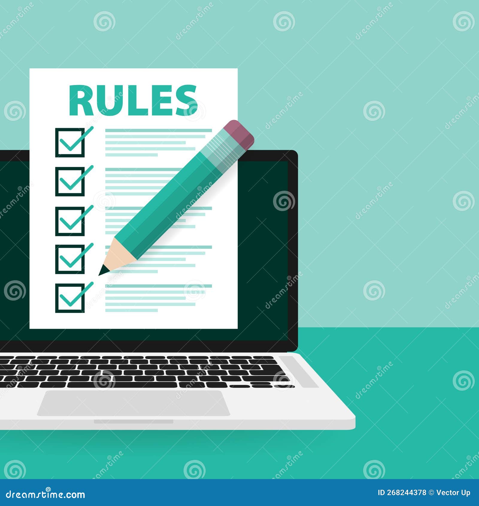 Rules, Checklist with Requirements. Principles and Strategy. Vector ...