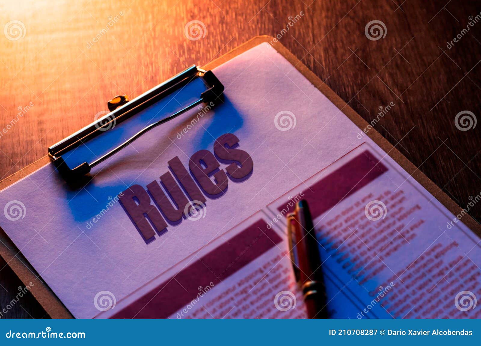 Rules Concept on Clipboard stock image. Image of rigor - 210708287