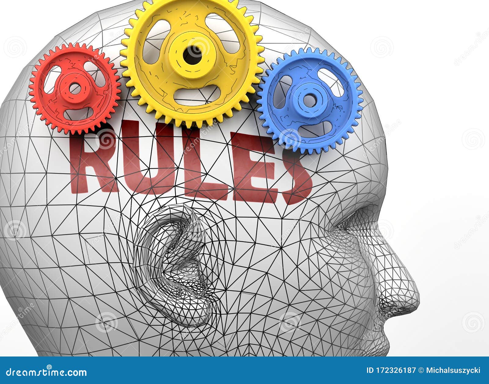 Rules And Human Mind Pictured As Word Rules Inside A Head To