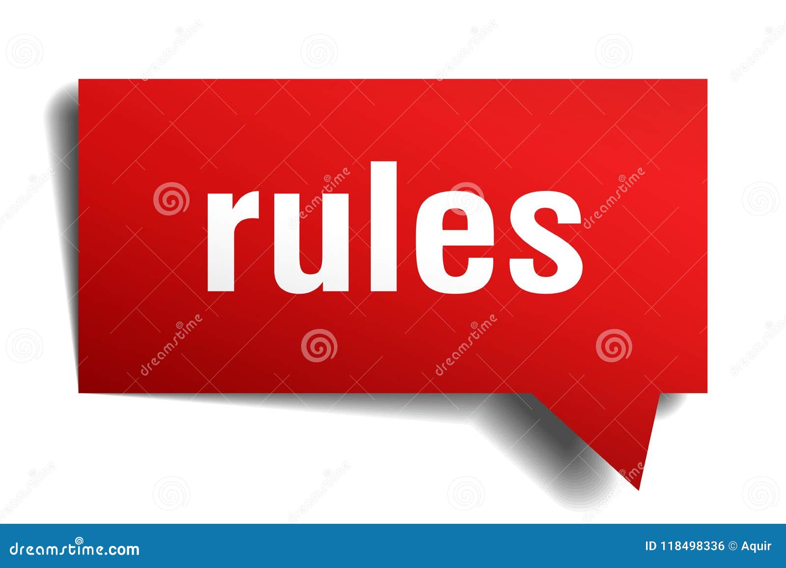 Rules red 3d speech bubble stock vector. Illustration of banner - 118498336