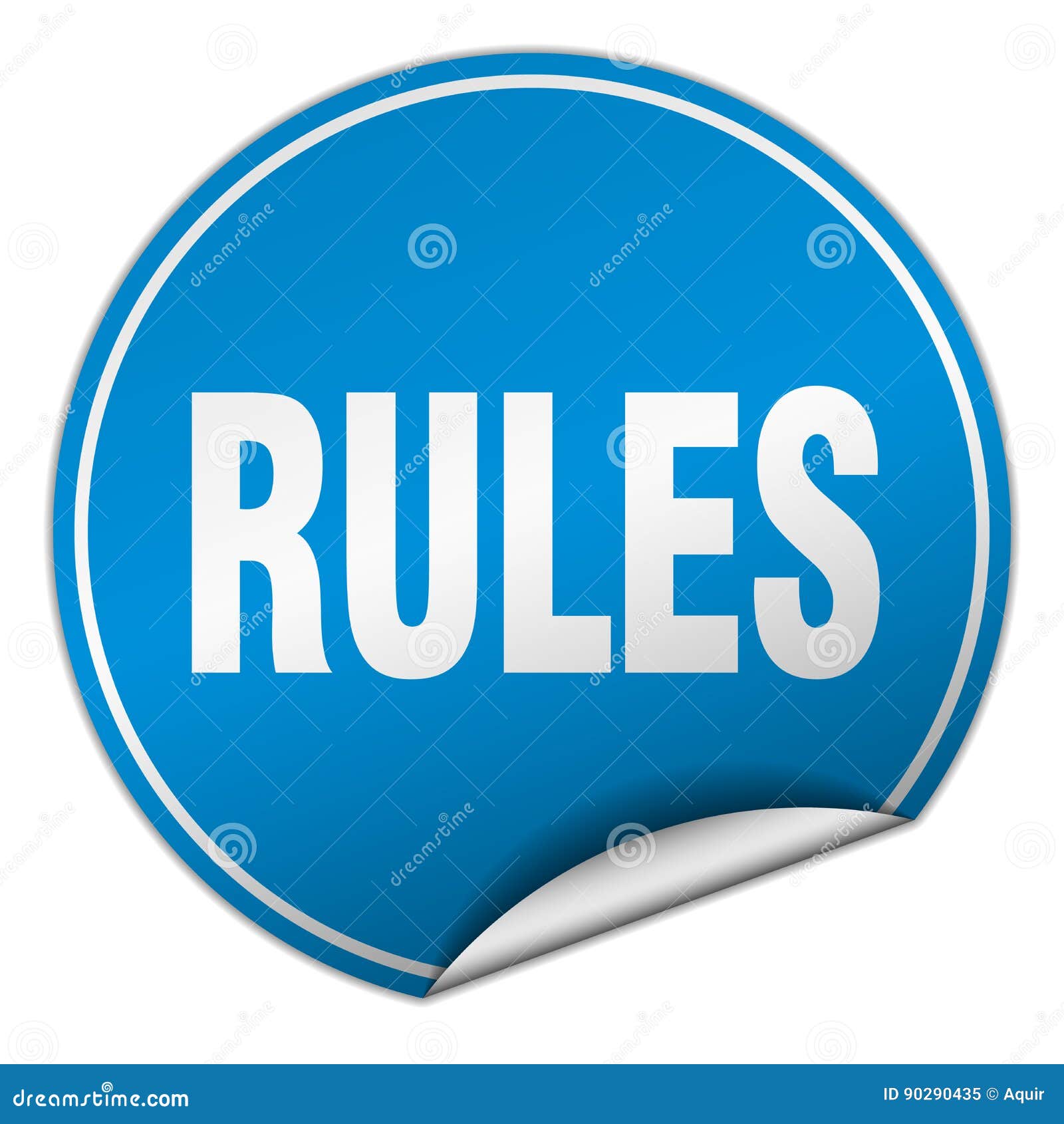 Rules round blue sticker stock vector. Illustration of label - 90290435