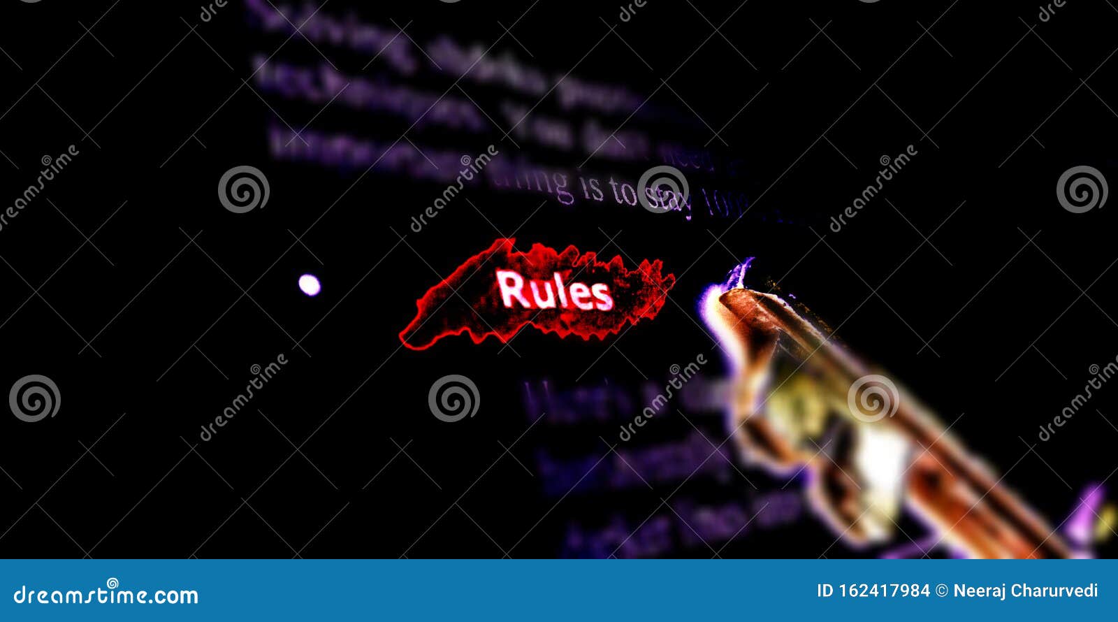 Rules Text with Red Border on Black Background Stock Illustration ...