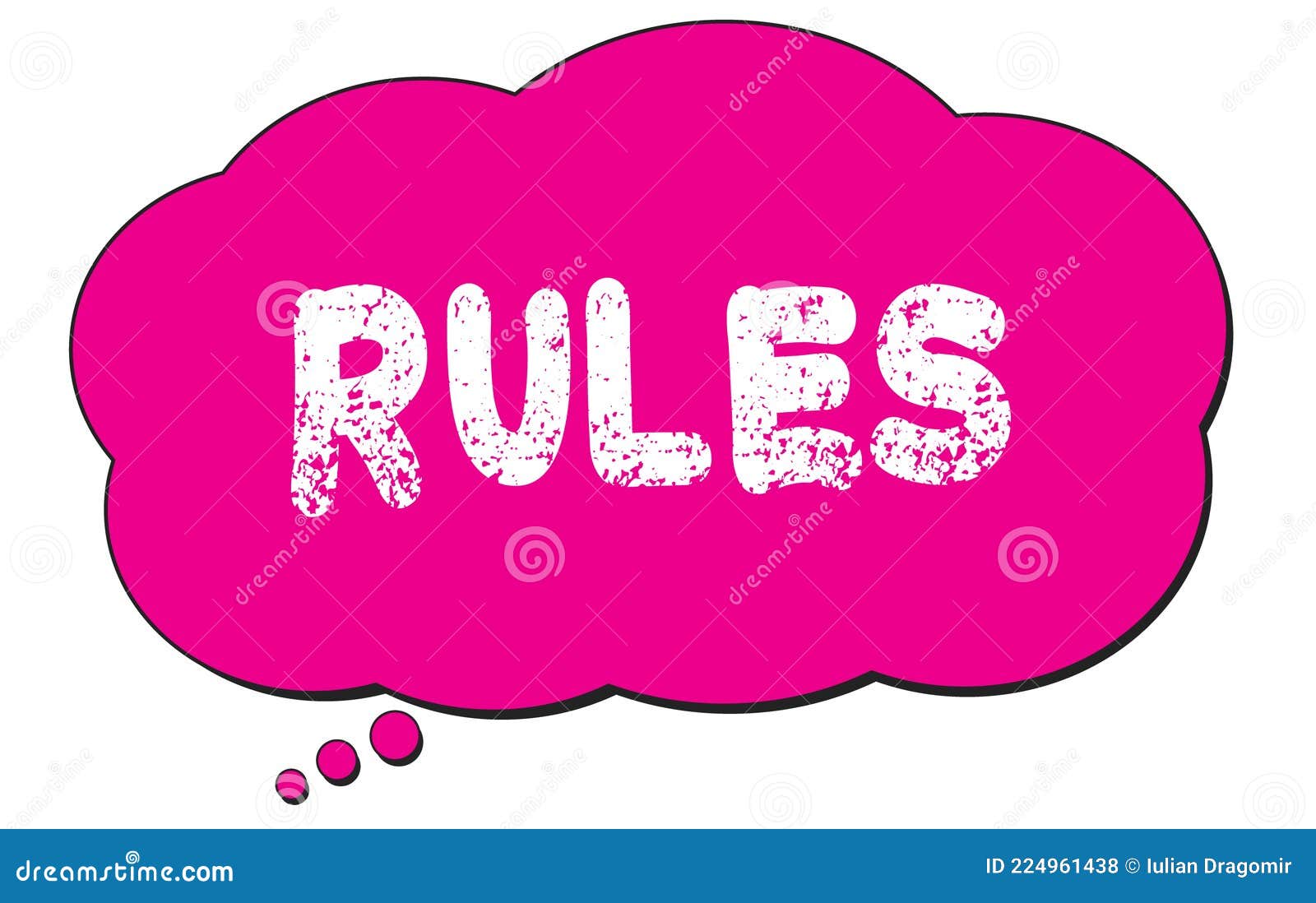 RULES Text Written on a Pink Cloud Bubble Stock Illustration ...