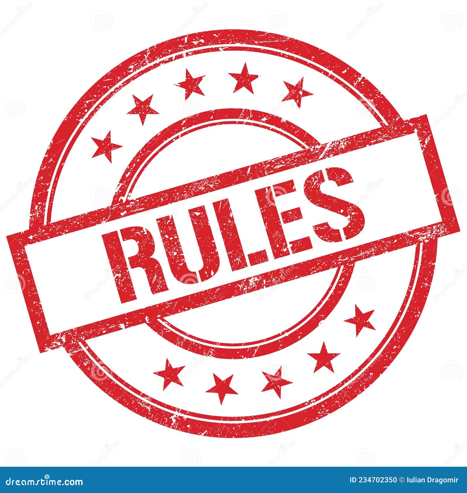 RULES Text Written on Red Vintage Stamp Stock Illustration ...
