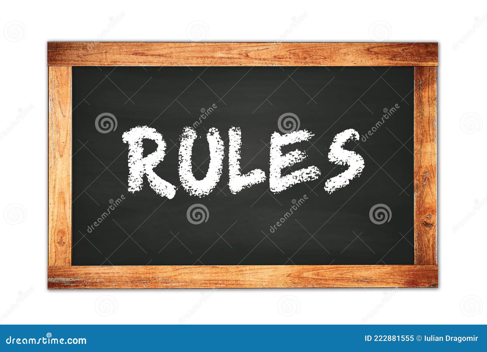 RULES Text Written on Wooden Frame School Blackboard Stock Image ...