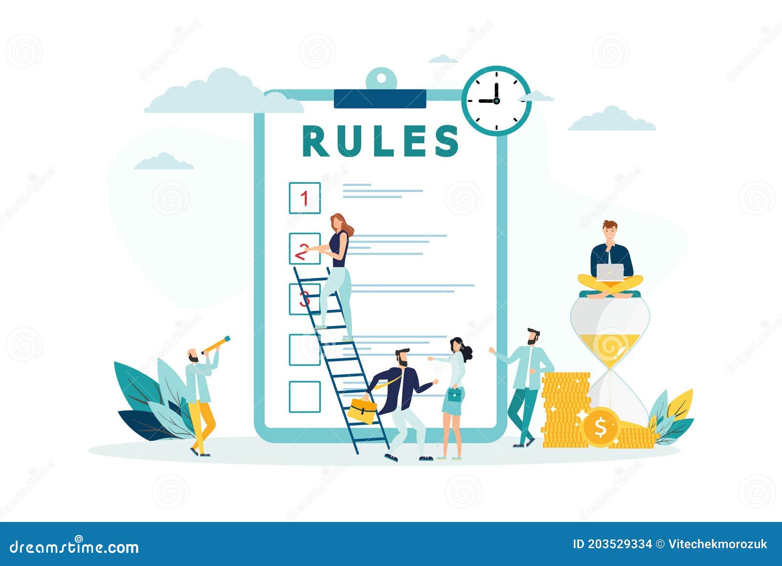 Rules Vector Illustration. Flat Tiny Regulations Checklist Persons ...