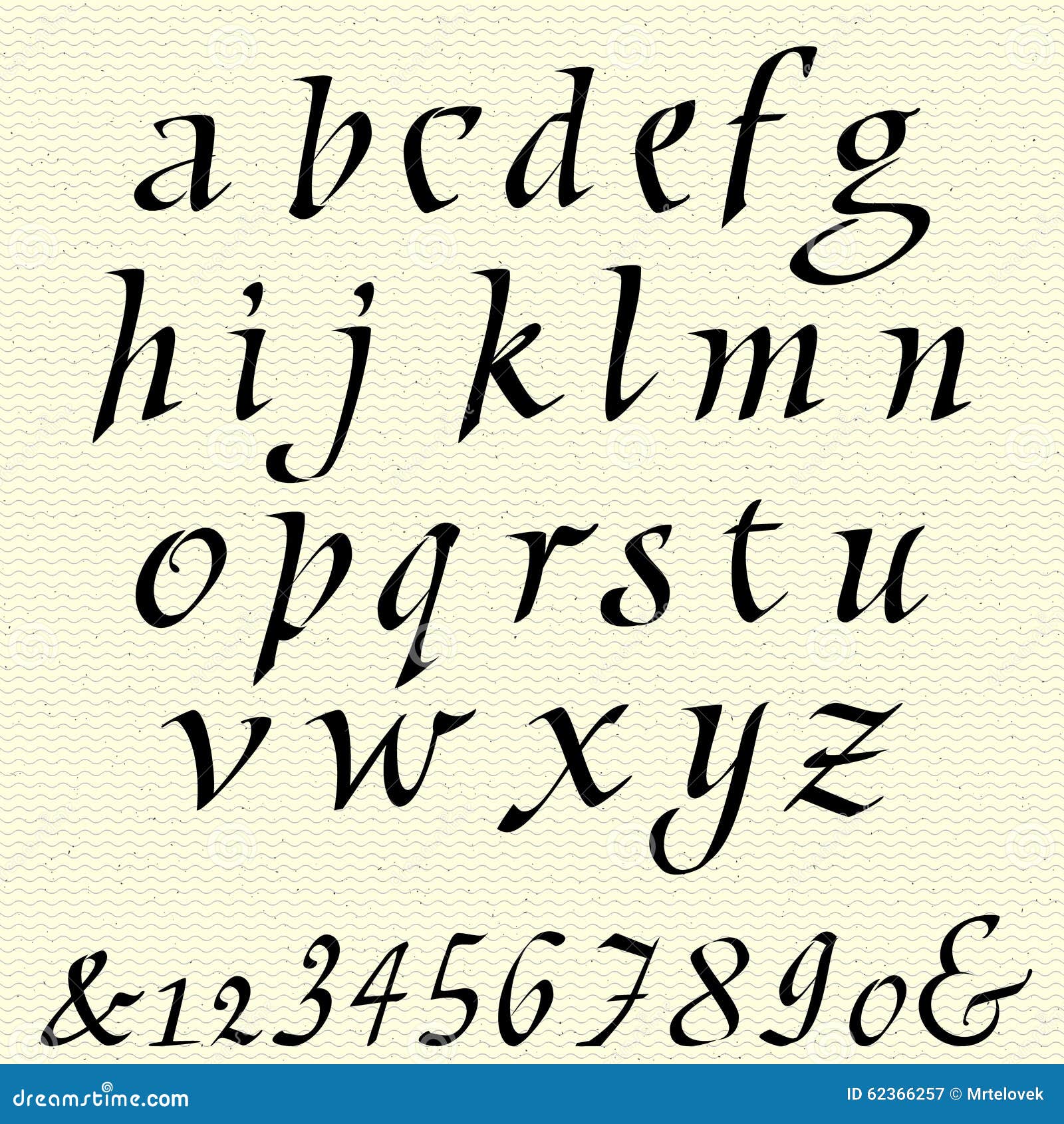 Ruling Pen Script Lettering Font, Handwritten Stock Vector ...